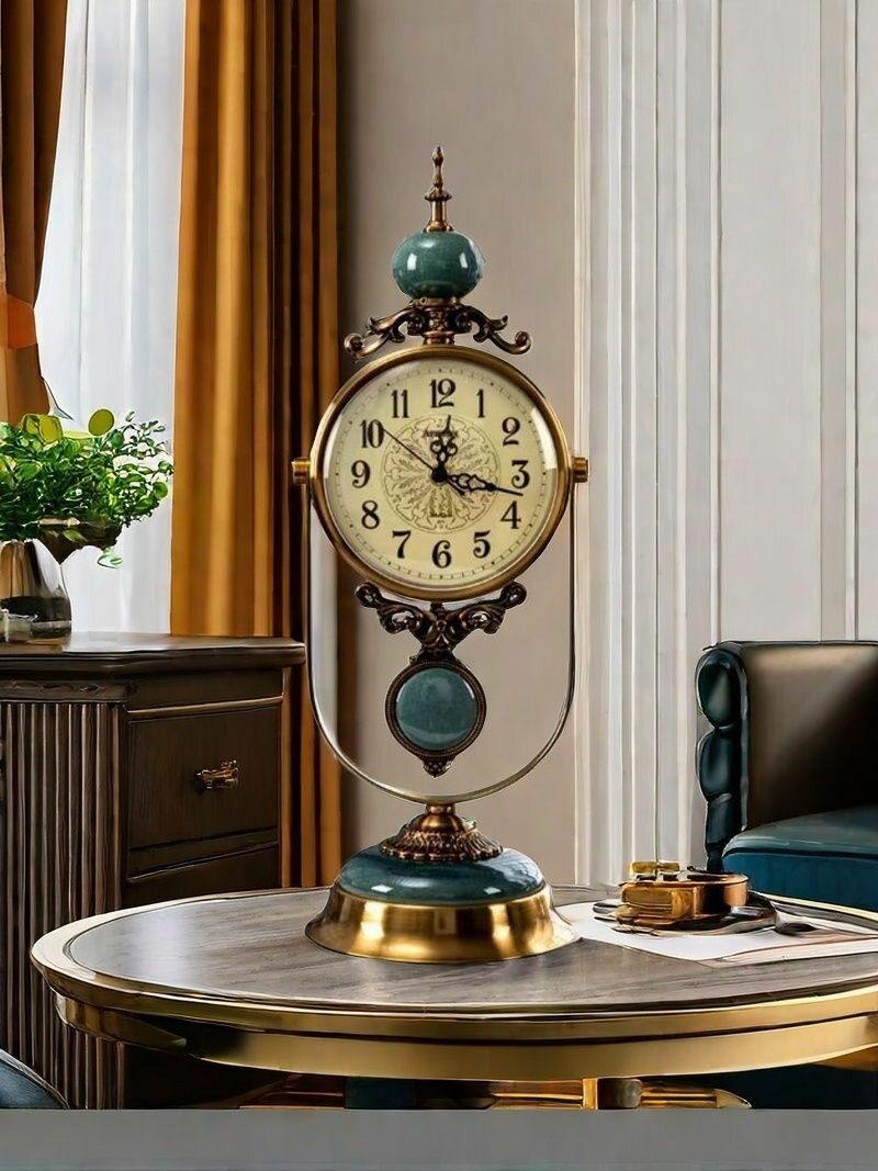 Настольные каминные часы, европейский стиль, с маятником, бесшумный, Глазурованная керамика, используется в отделке дома, офиса, отеля