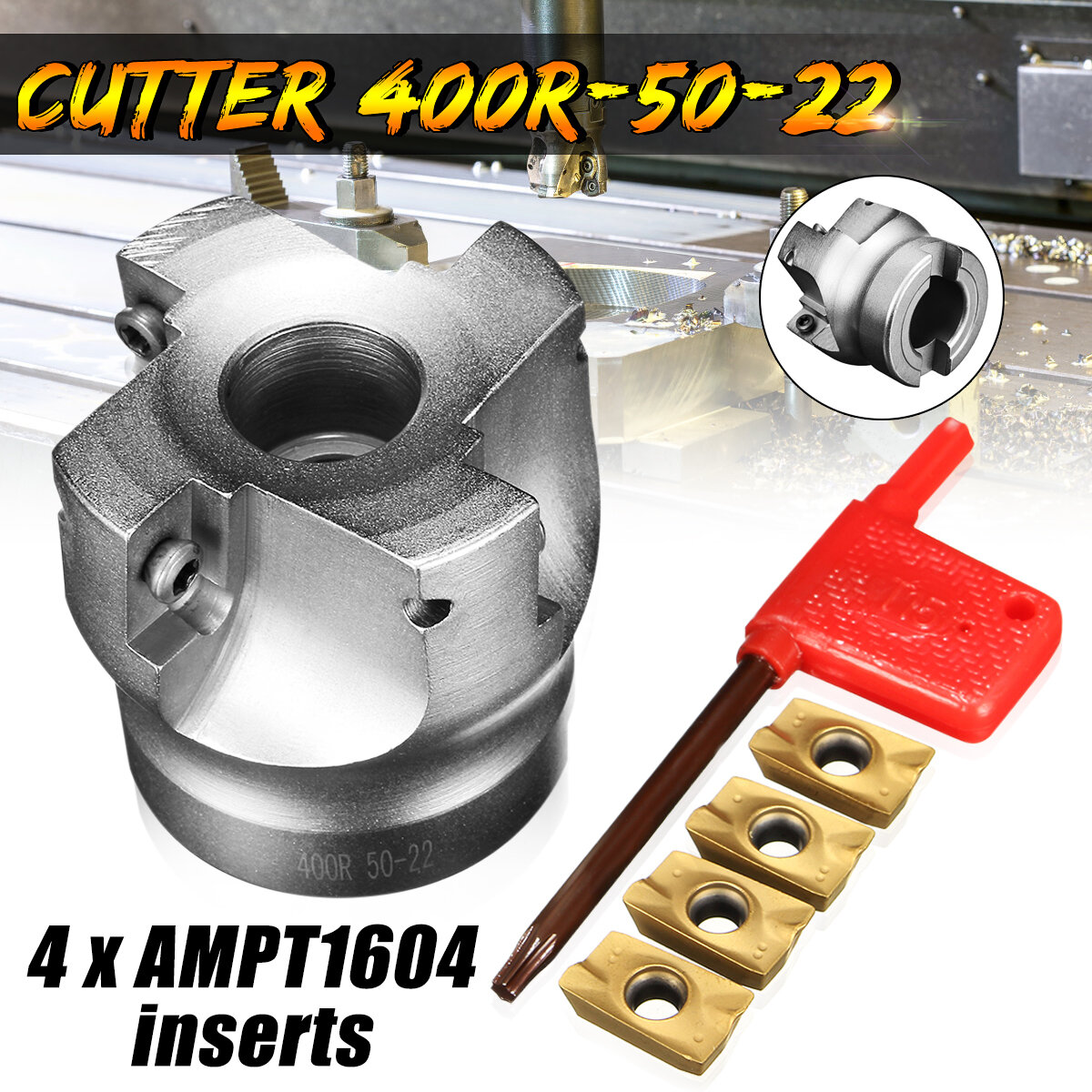 Инструмент BAP 400R-50-22-4F Фреза торцевая с индексом + гаечный ключ + 4 APMT1604