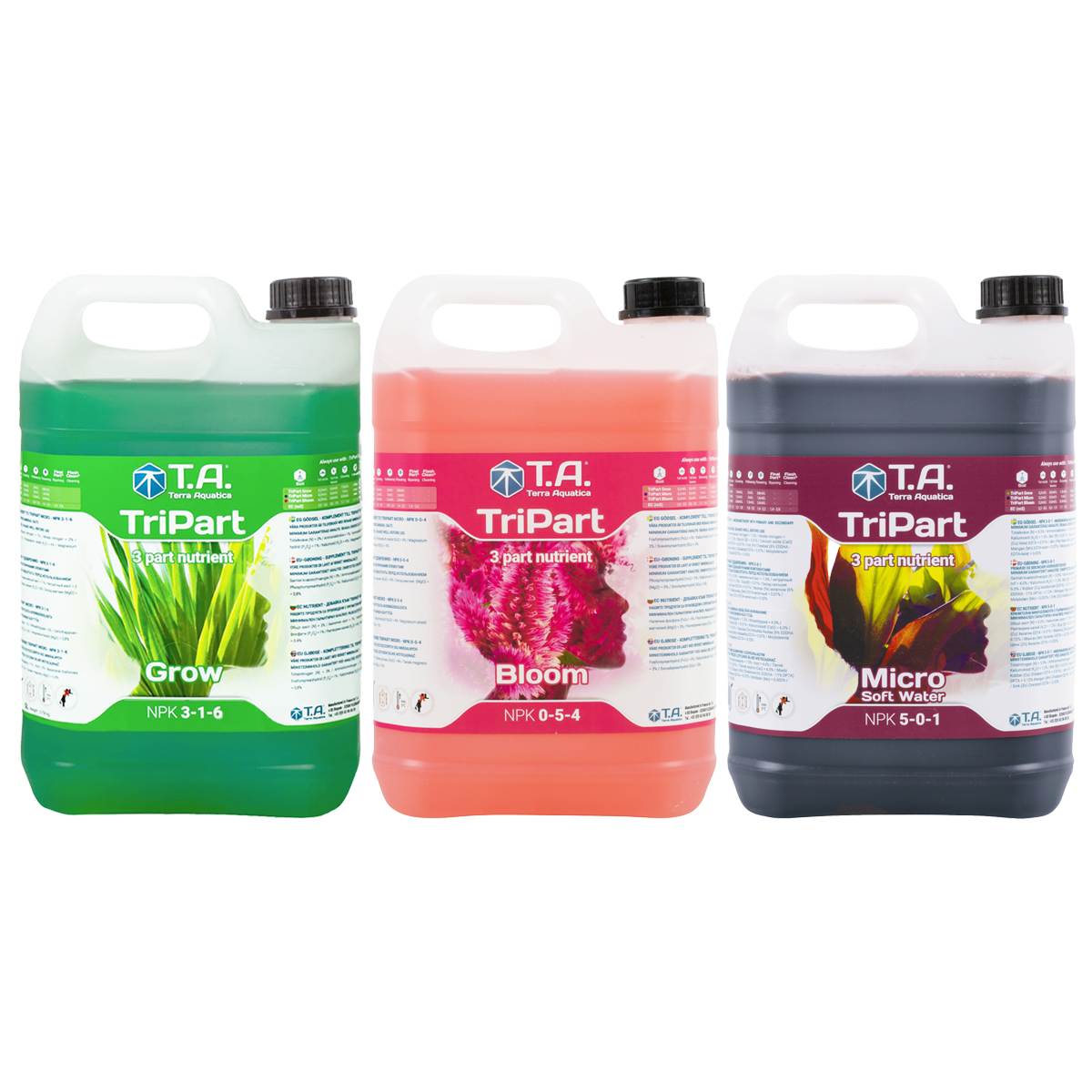 Комплект удобрений Terra Aquatica TriPart Grow + Bloom + MicroSW, 5 л