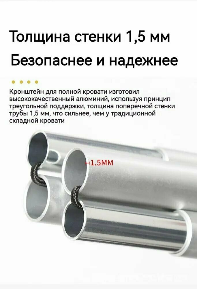 Раскладная туристическая кровать, длина 190см, ширина 65см, высота 15см, немой чёрный цвет