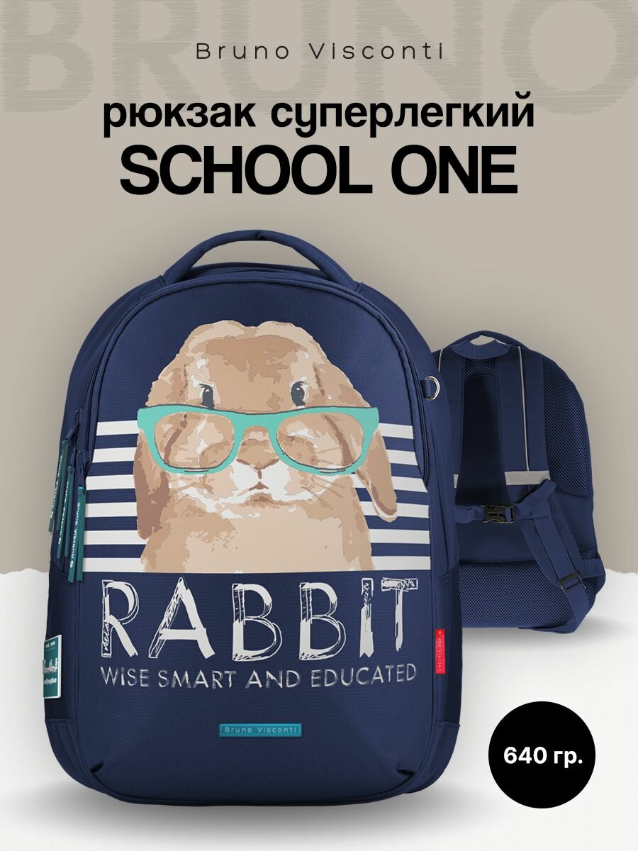 Рюкзак школьный для девочек Bruno Visconti суперлегкий эргономичный "BE BUNNY" / ранец школьный 640 гр. арт.12-008-034/02