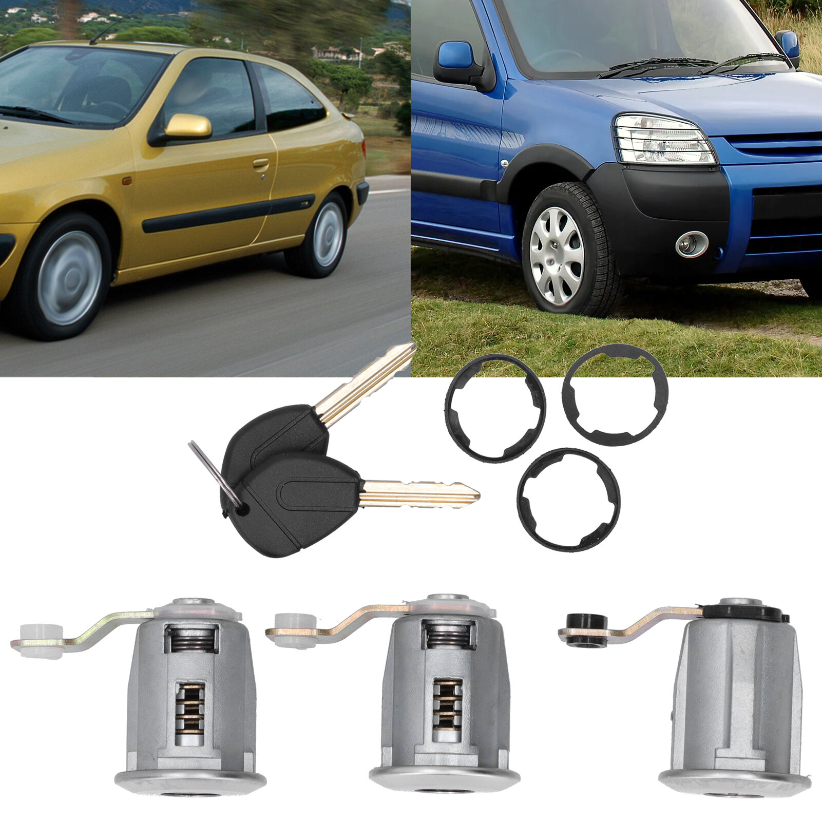 3 шт. цилиндр дверного замка с ключами 252522 подходит для Citroen Berlingo/Xsara/Xsara Picasso