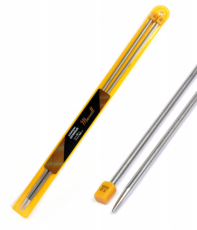 Спицы для вязания прямые Maxwell, металл d=5,0 мм 35 см (2 шт)