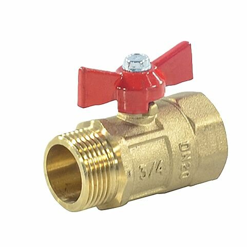 Кран шаровой латунь практик 131 Ду 15 Ру16 ВР/НР бабочка красная аналог 11б27п1 галлоп 103253