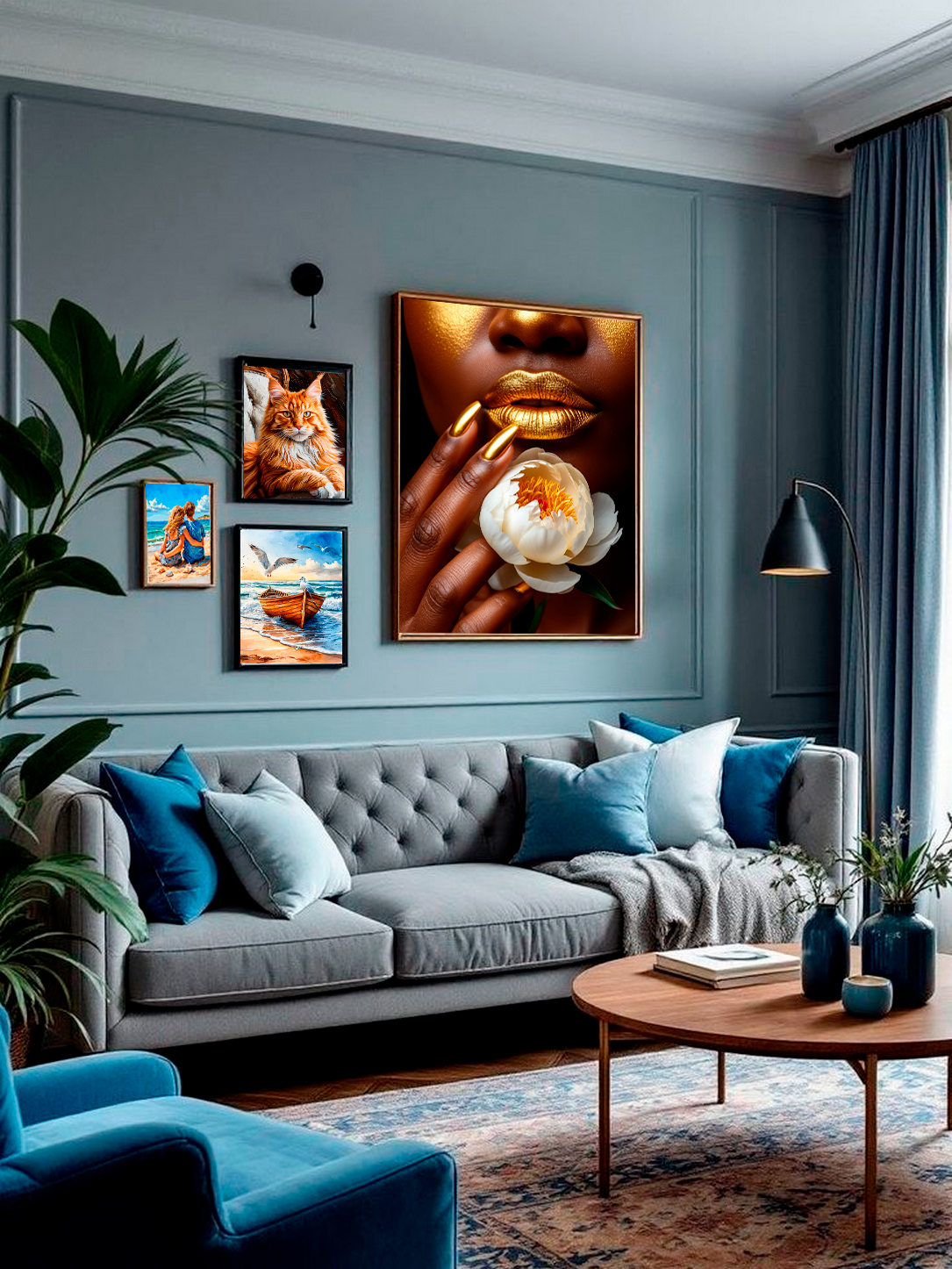 Картина на стену для интерьера Девушка с пионом 40х50 см, холст на подрамнике, InterToys