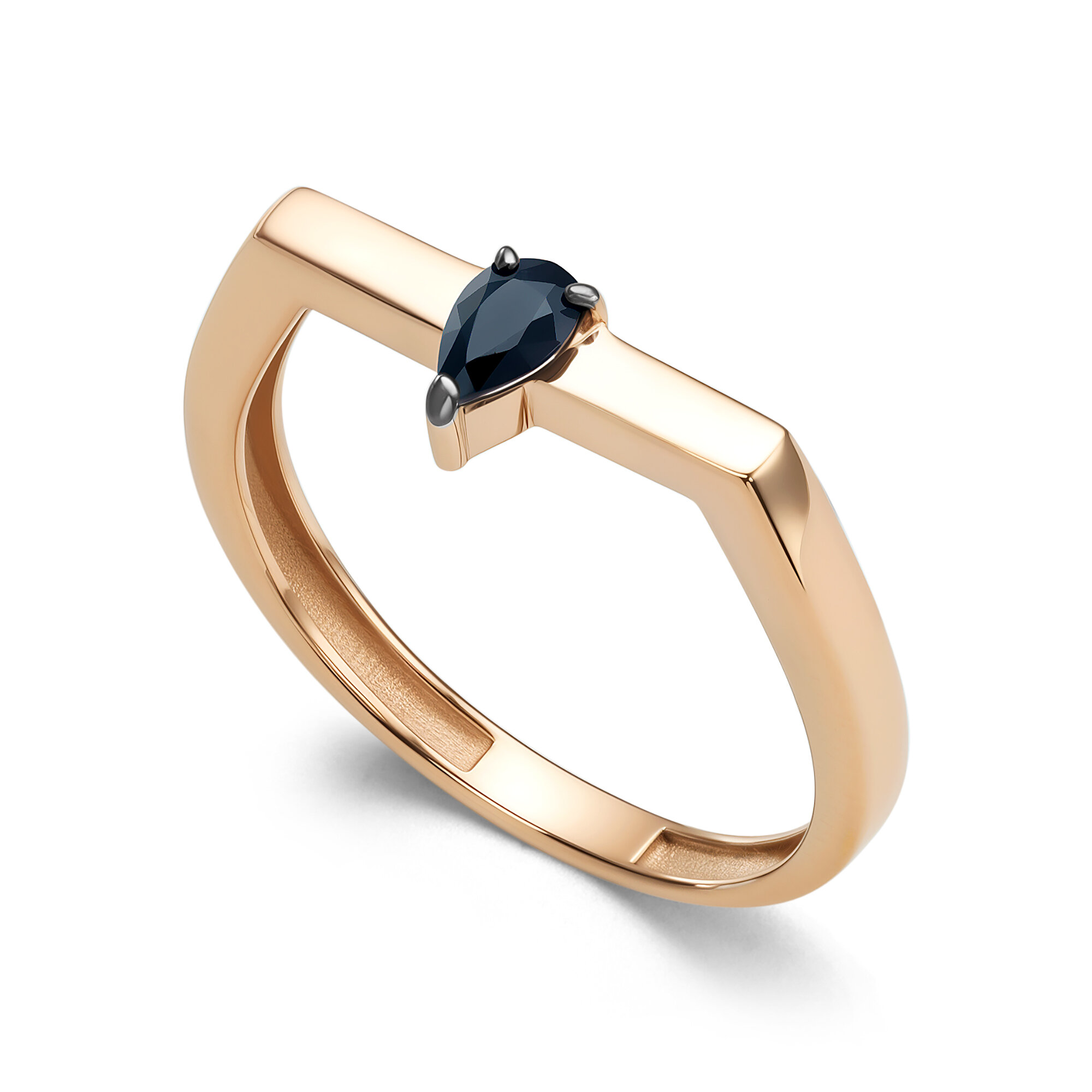 Кольцо, красное золото, 585 проба, сапфир