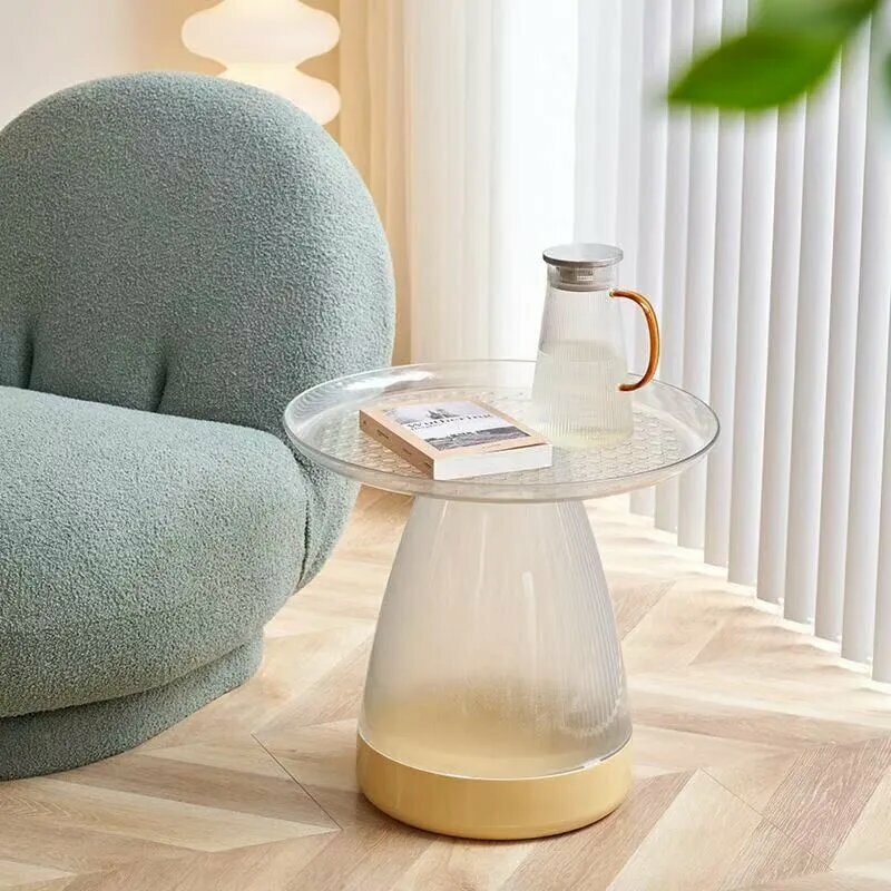 Журнальный стол, современный дизайн, для гостиной, круглый, прозрачный, пластик, 49,5х49,5 см