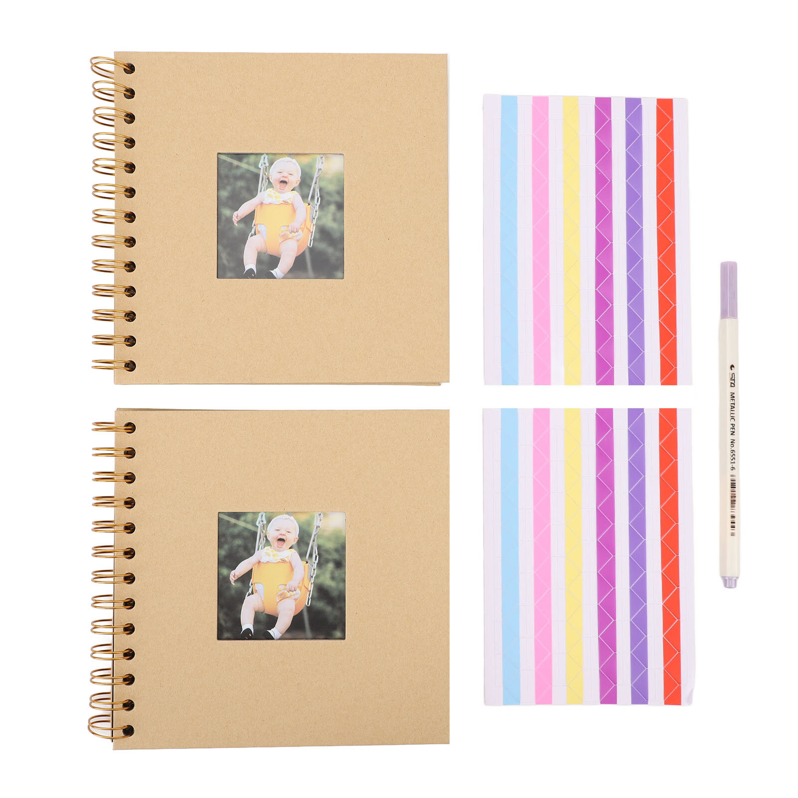 Набор из 2-х детских альбомов своими руками, аксессуары, твердый переплет, открывающаяся крышка, дисплей для фотографий, детский альбом для скрапбукинга, бумага, желтый