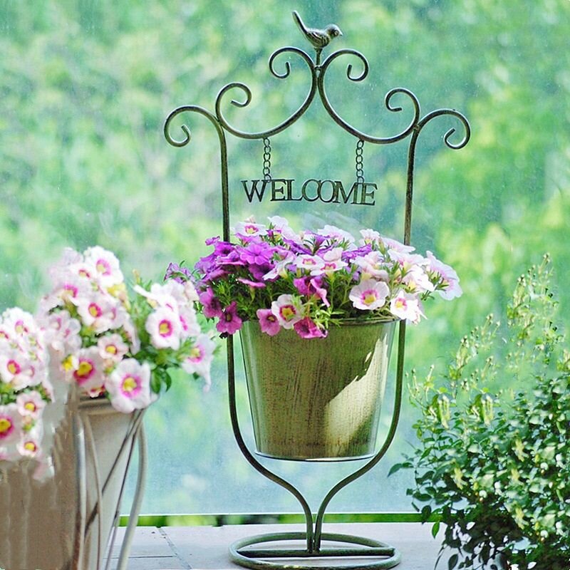 Цветочное ведро из кованого железа в стиле американского кантри, украшение сада
