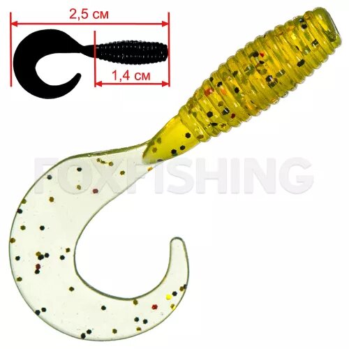 Силиконовая приманка CF Angry Spin 1" 2,5см. 8шт. 20-25-1-6