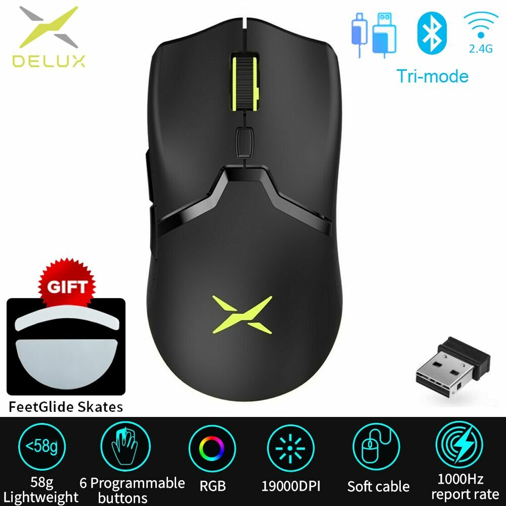 Компьютерная мышь delux m800 pro paw3370 оптическая