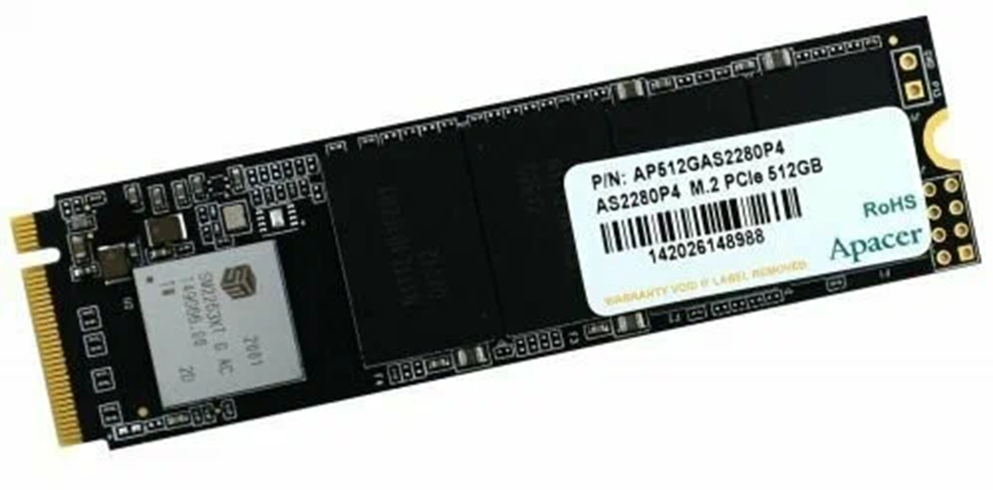 Накопитель SSD Apacer AP512GAS2280P4-1 М.2 2280, 512ГБ, 3 бит TLC, 3D NAND