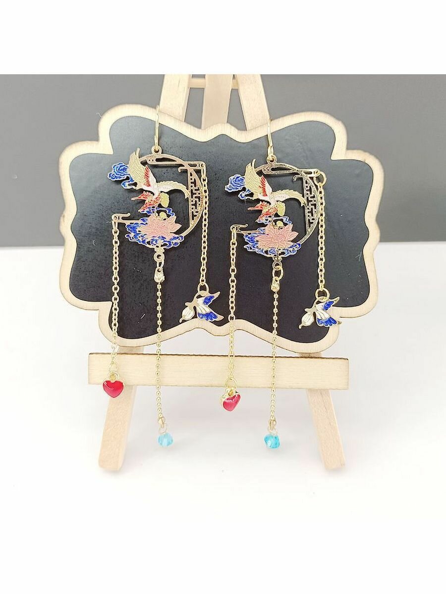 Серьги, искусственный камень, эмаль, металл, стекло