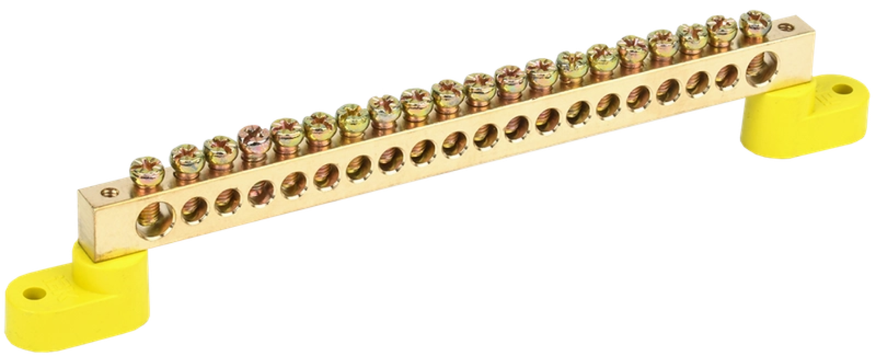 Шина IEK / ИЭК ШНИ-8х12-20-У2-Ж PE земля, на двух угловых изоляторах, контактная группа качественная латунь, 194×29×29.3мм, DIN-рейка, 125А / соединитель проводов