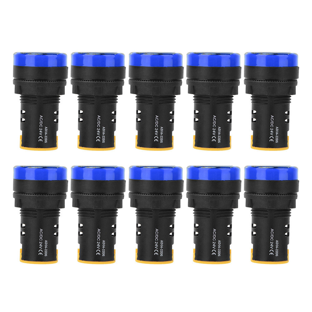 10 шт. BERM LED Индикатор питания, полупроводниковая энергосберегающая лампа φ22 мм, 24 В AD16-22d S (синяя)