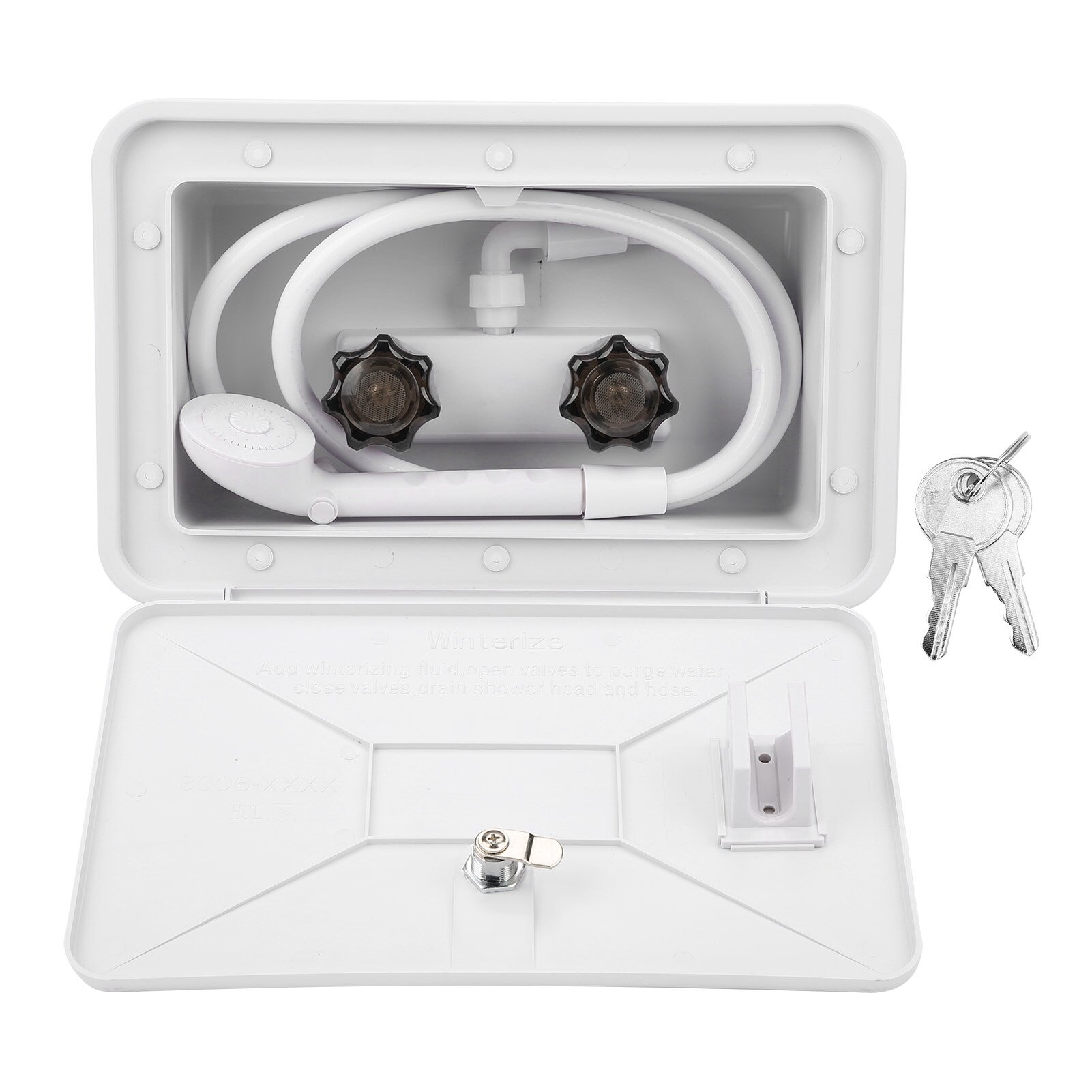 Наружный душевой бокс, комплект для мытья на открытом воздухе с замком для лодки, кемпера или автодома.