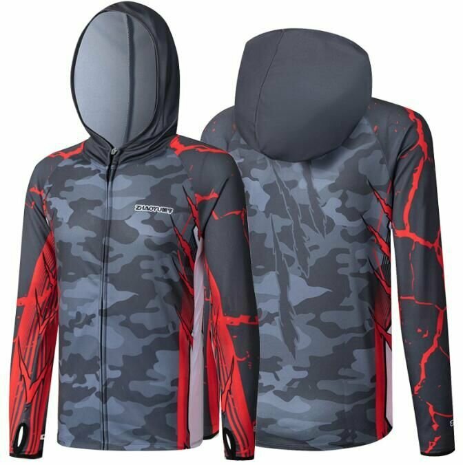 Джерси для рыбалки с длинным рукавом и капюшоном, защита от солнца