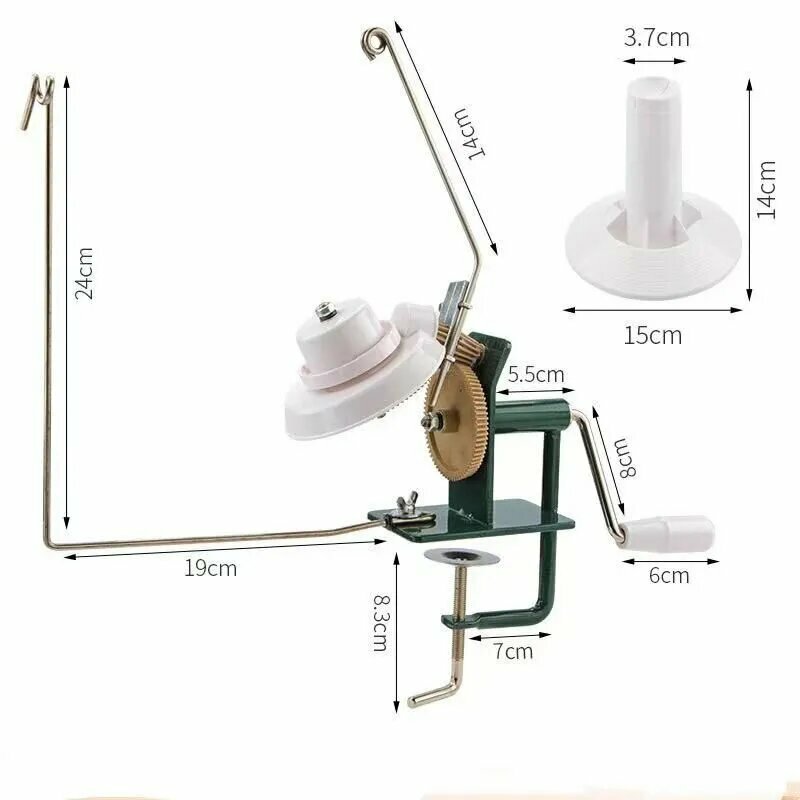 Моталка для пряжи, ручная, с нитеукладчиком, сверхскоростная, металл, зелёный, белый