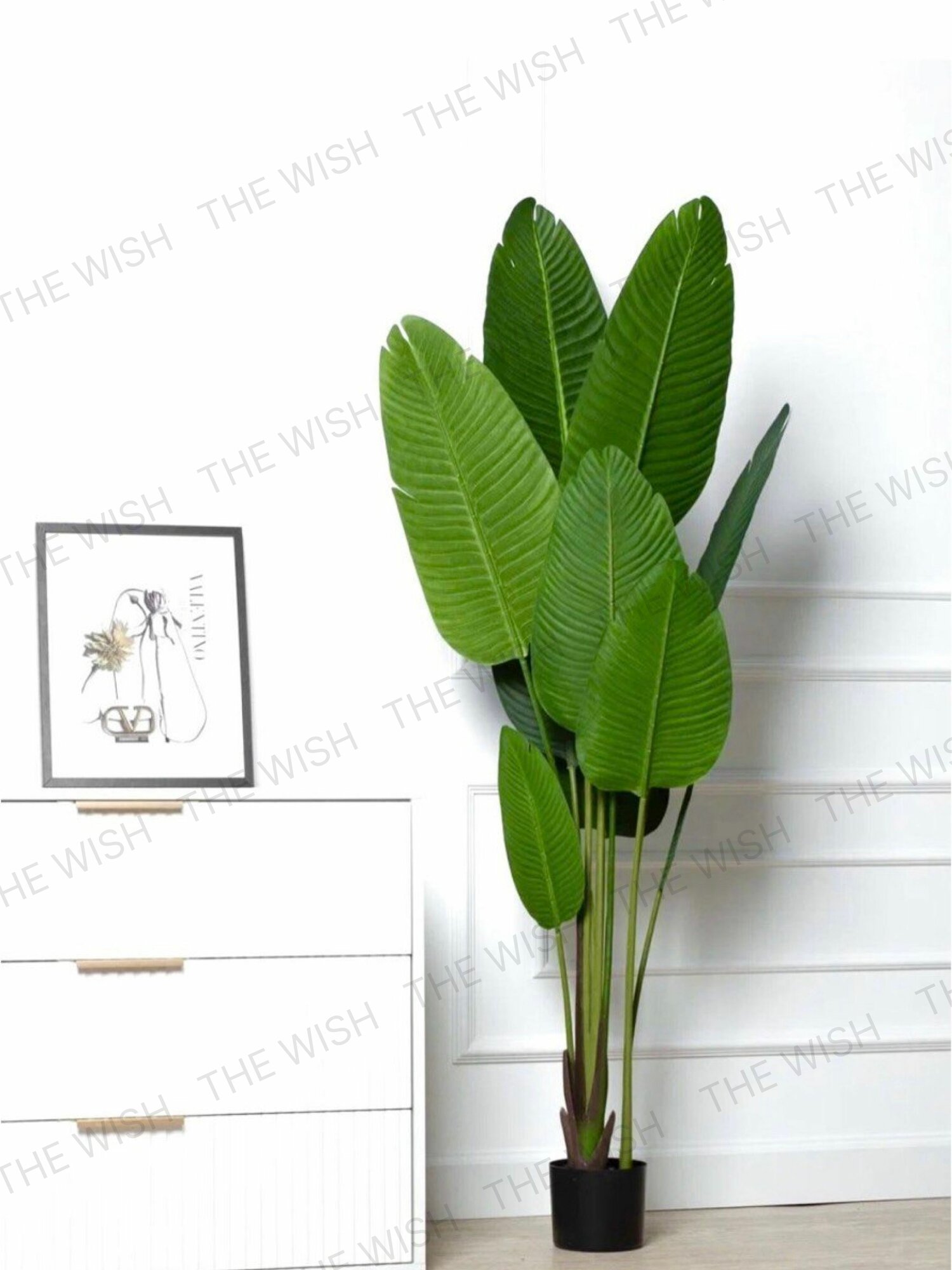 Пальма банановая, искусственное растение, стрелиция, декоративное дерево в кашпо, высота 163 см.