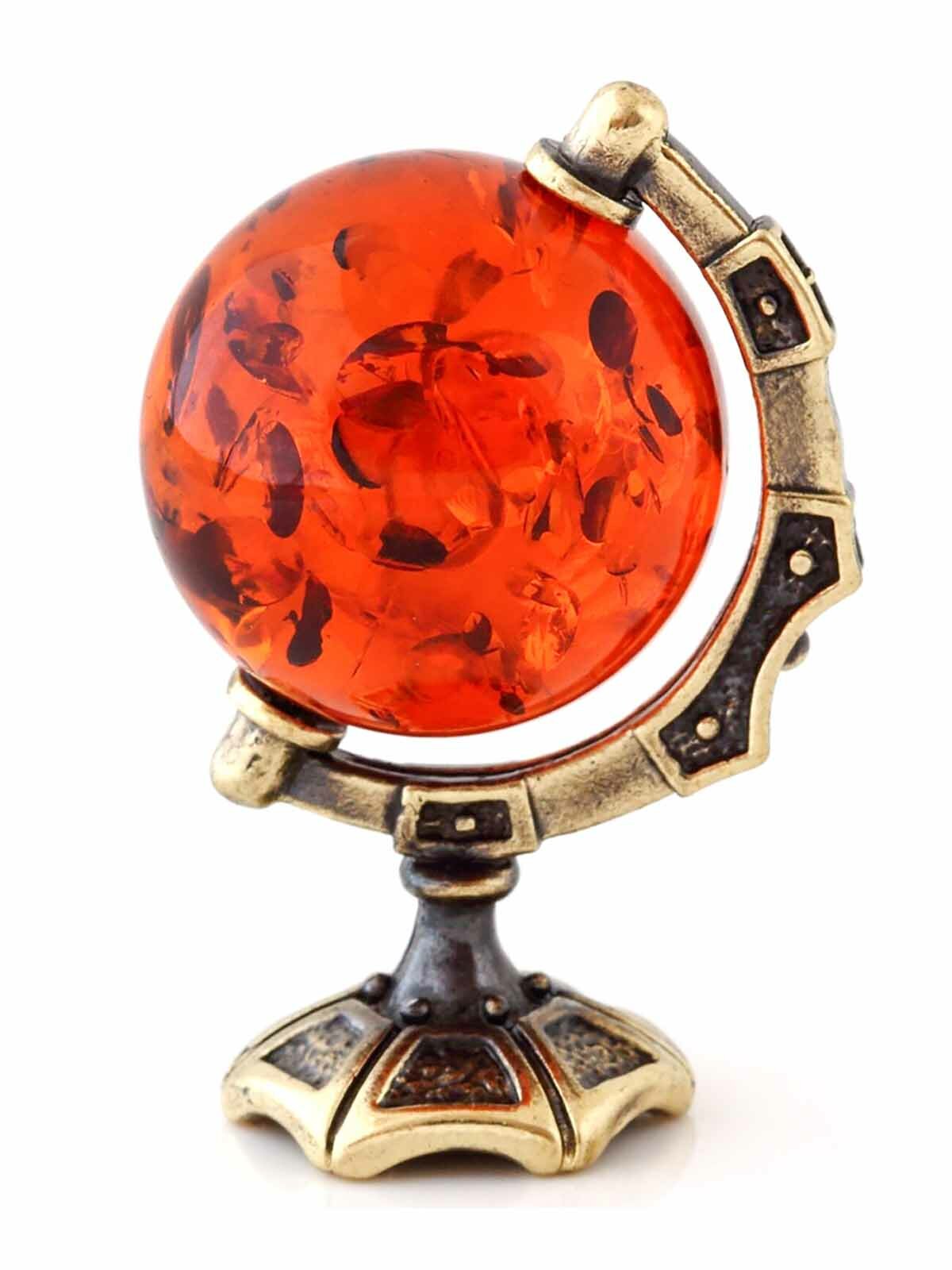 Сувенирная фигурка - Глобус, Балтийский Янтарь, 3,5 см