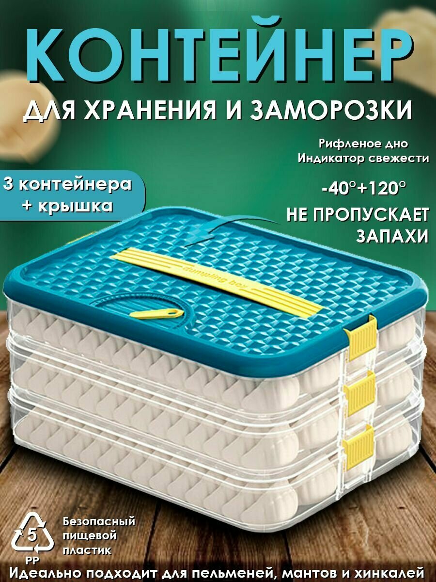 Поднос контейнер для заморозки пельменей и вареников / Лоток бокс для хранения продуктов в холодильнике / Органайзер для морозильной камеры