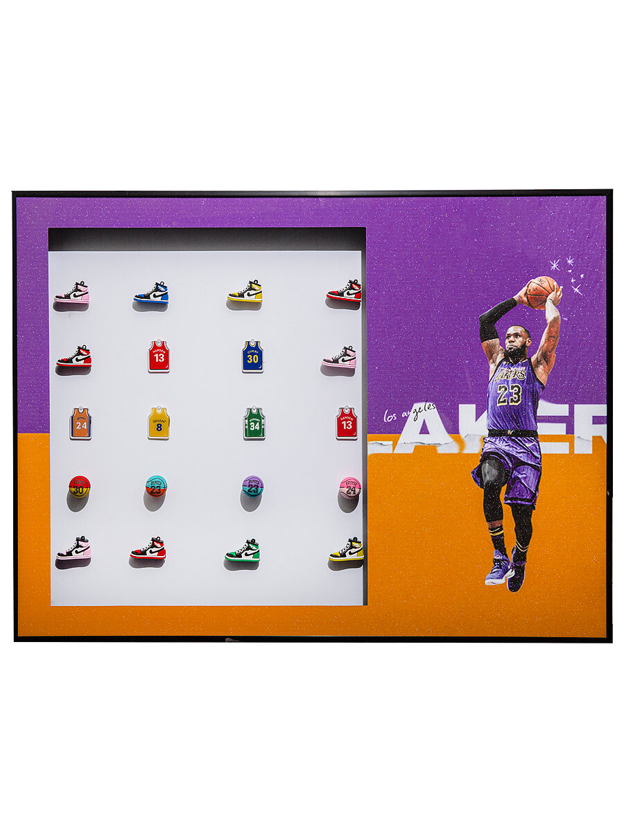 Картина на стену ручной работы "Basketball Player Lakers" для дизайна интерьера 60х80 см