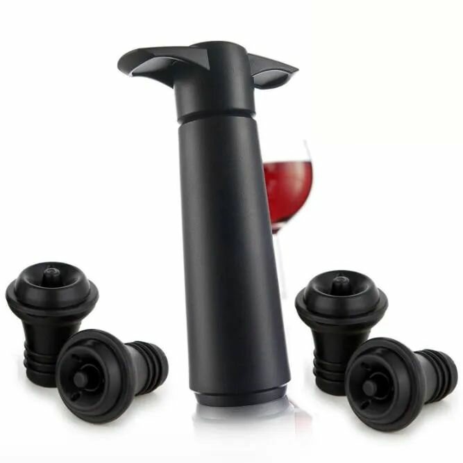 Набор вакуумных пробок для вина "Пробка для вина", 4 шт. + помпа