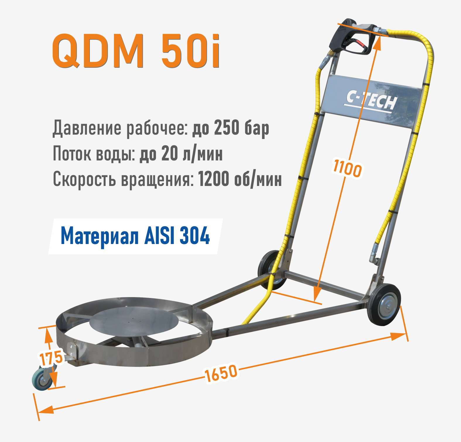 Насадка подкатная для мойки днища автомобиля QDM50