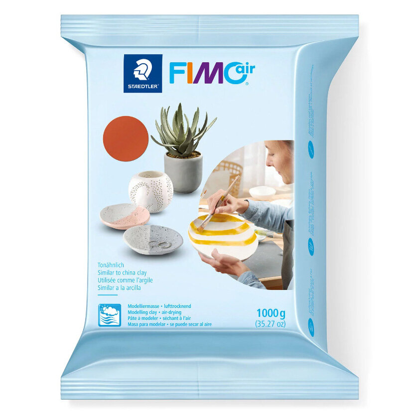 Глина полимерная для лепки Fimo Air, самозатвердевающая, 1000 гр, терракот.