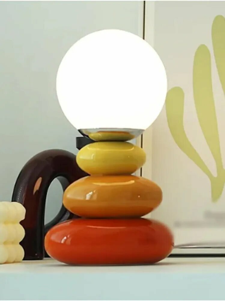 Штабелированная каменная керамическая настольная лампа