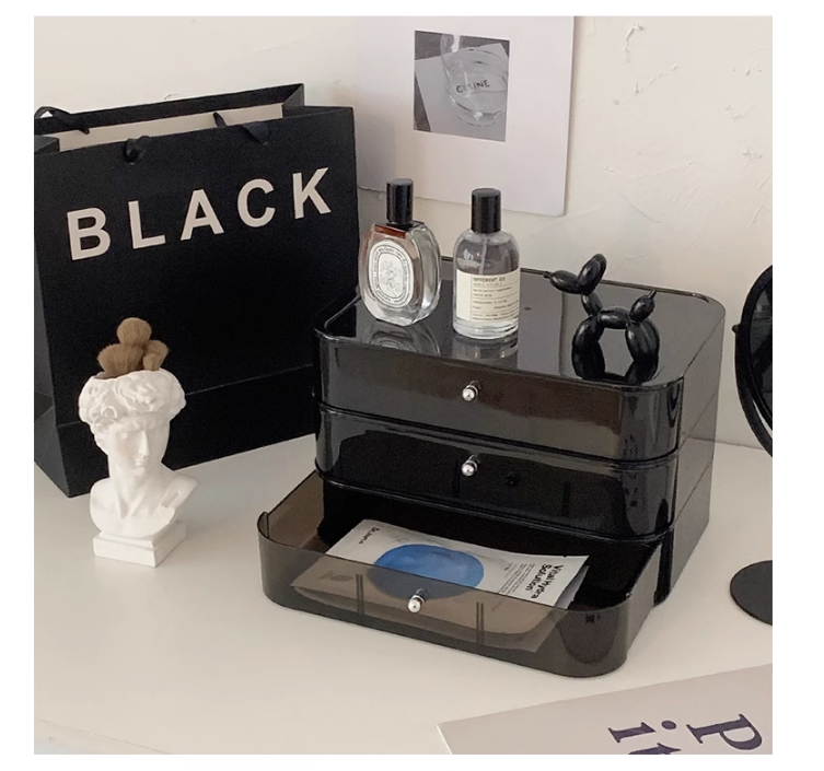 Настольный ящик контейнер органайзер для хранения мелочей и косметики MyPads 1 штука, крепкий и надежный ящик для письменного стола, черный стильны.