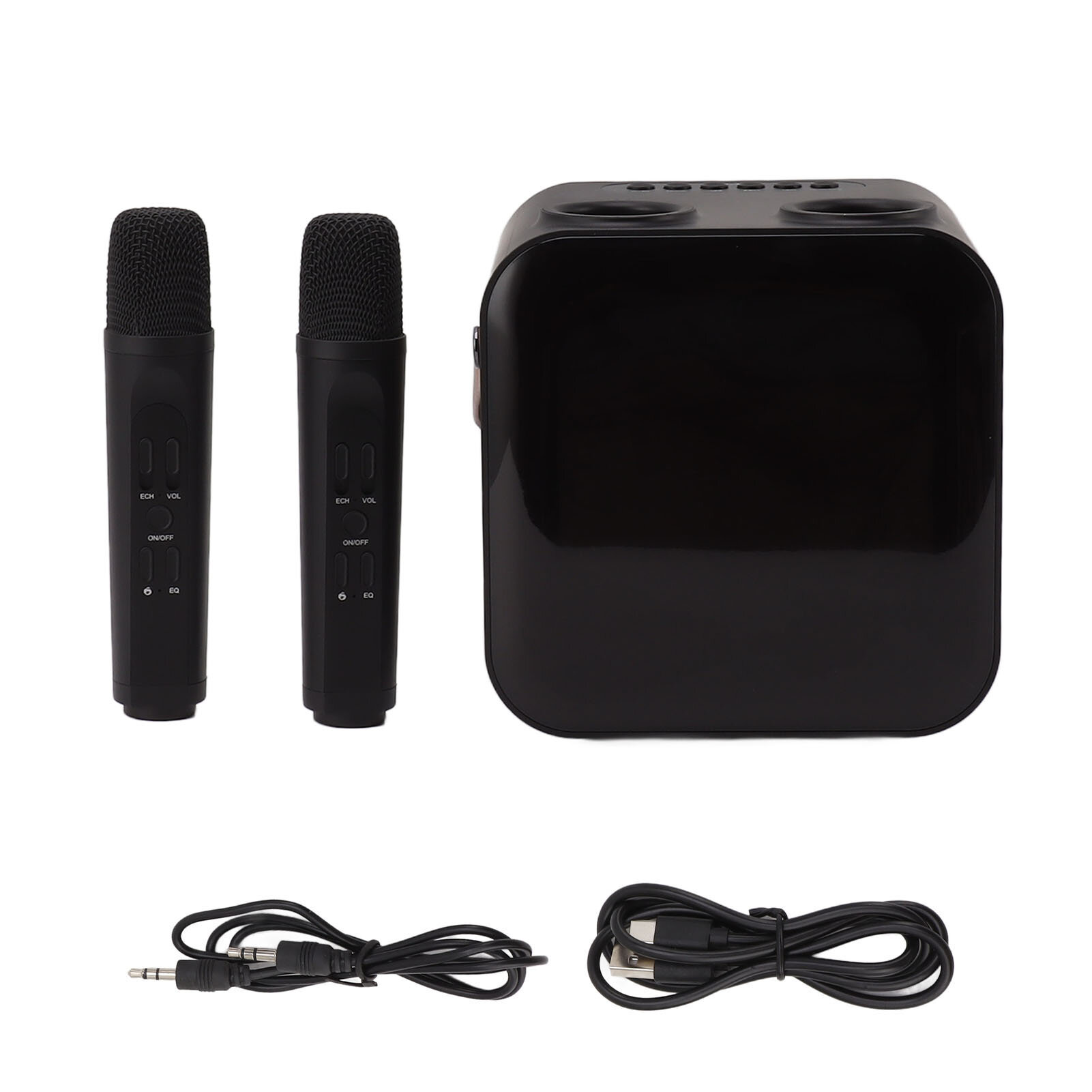 Портативная караокесистема с 2 беспроводными микрофонами, 15Вт Bluetoothколонкой, для дома, вечерино