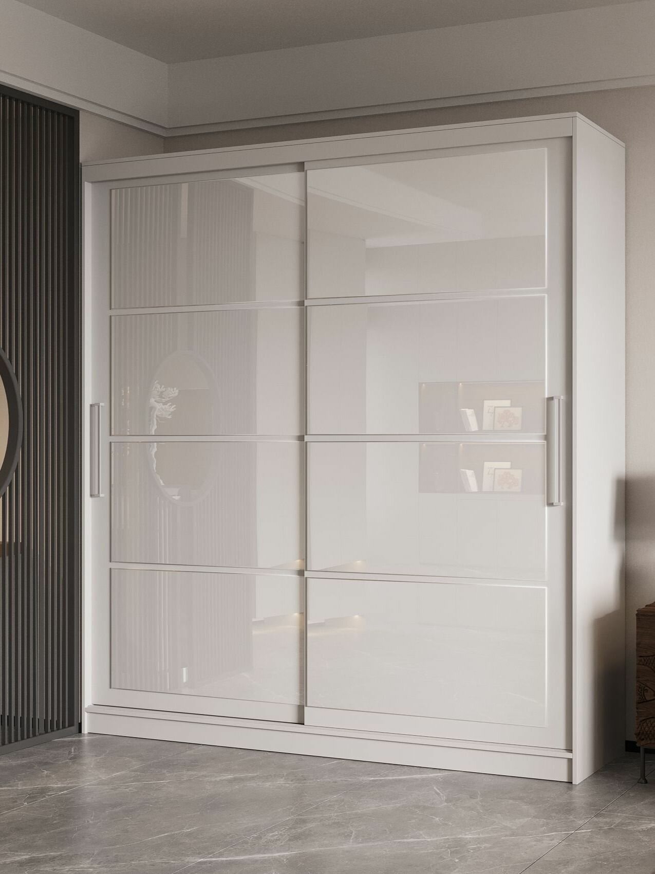 Шкаф-купе гранд ЛДСП 1,6м белый гладкий/лакобель