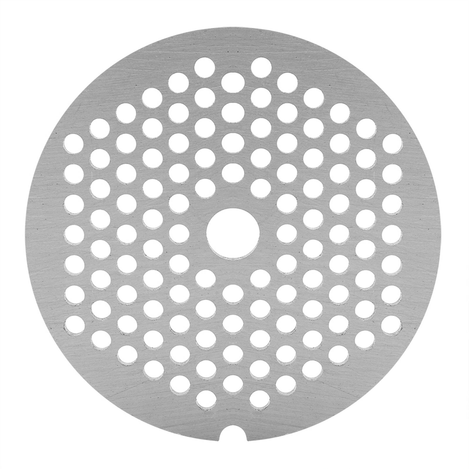 Пластина нож диск для мясорубки из углеродистой стали, серебристый цвет, размер 61.5x61.5x5.5 мм, диаметр центрального круглого отверстия 7-7.2 мм, диаметр отверстий 3 мм, 1 шт.