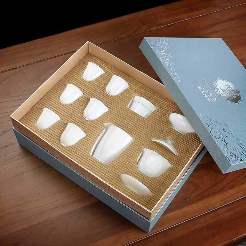 Ywy. горячиеКитайский высококачественный белый фарфоровый чайный сервиз из бараньего жира и нефрита с крышкой для домашнего обихода, чаша для гостиной