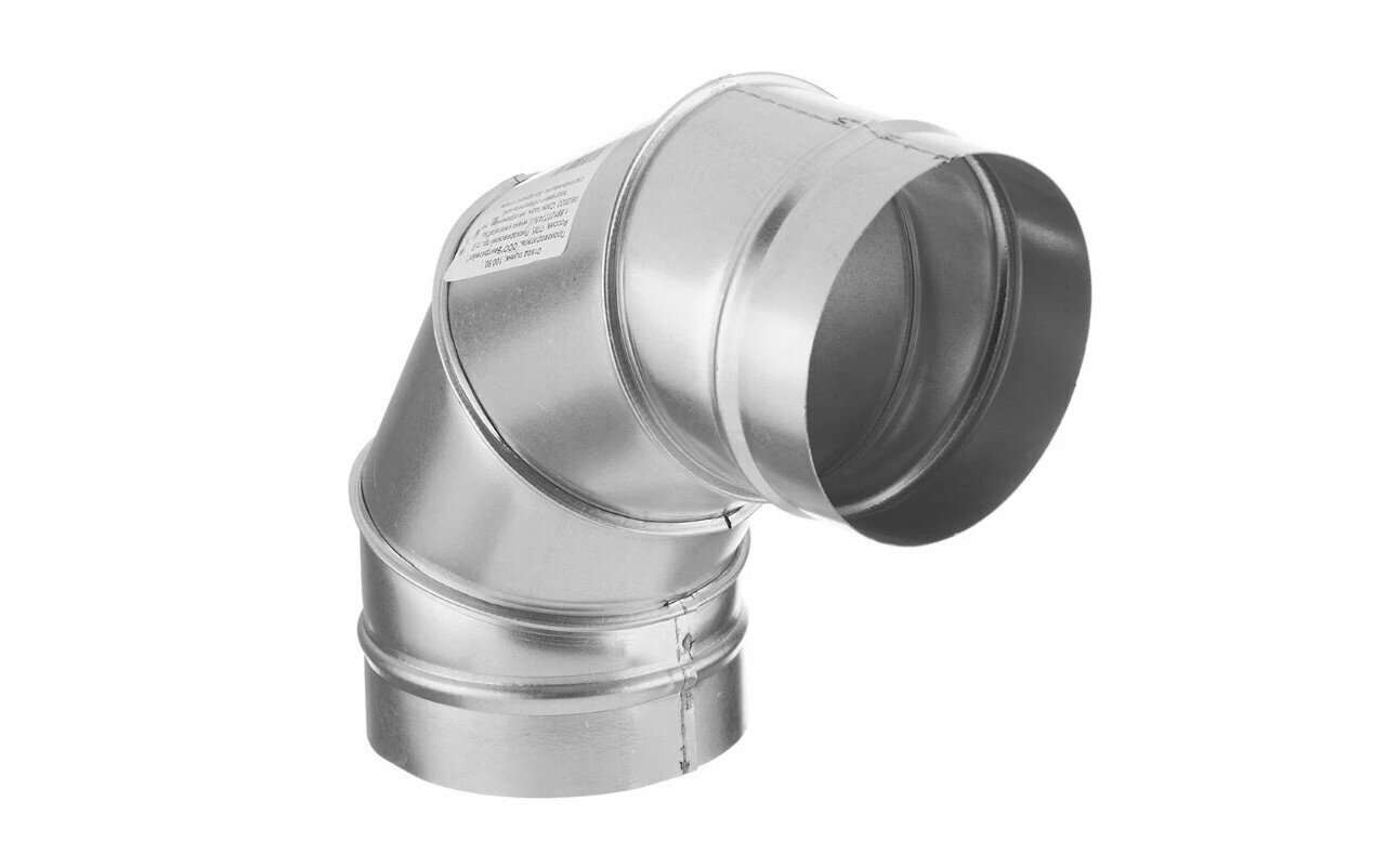 Отвод для круглых воздуховодов d100 мм, на 90°, оцинкованный