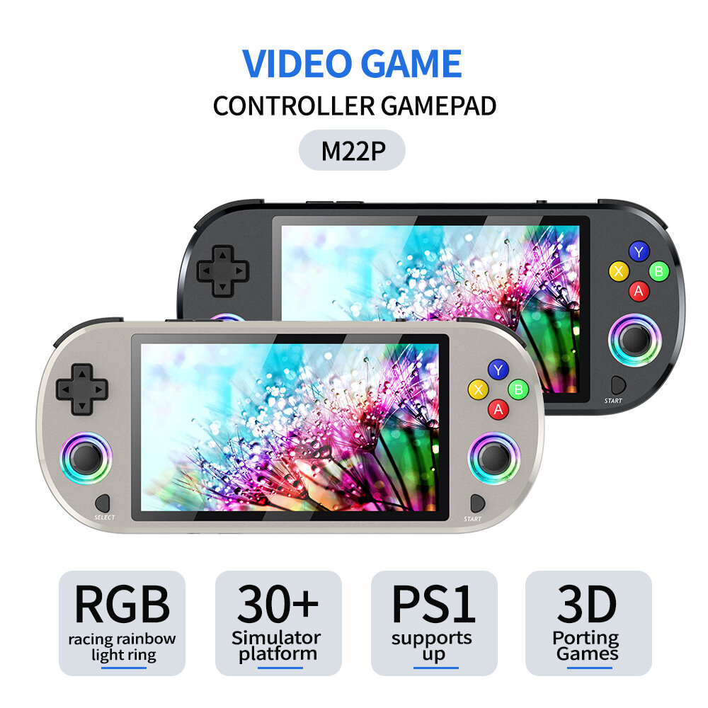Игровая консоль М22, портативная, 64GB, 1500 предустановленных игр，Белый