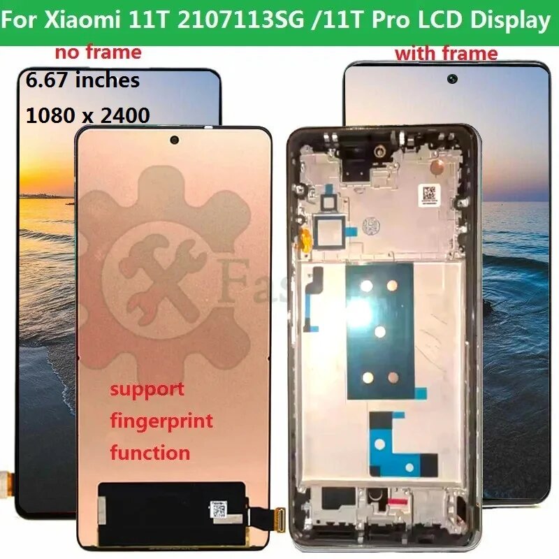 Оригинальный ЖК-дисплей AMOLED 6,67 дюйма для Xiaomi 11T, сенсорная панель, 11tpro black frame
