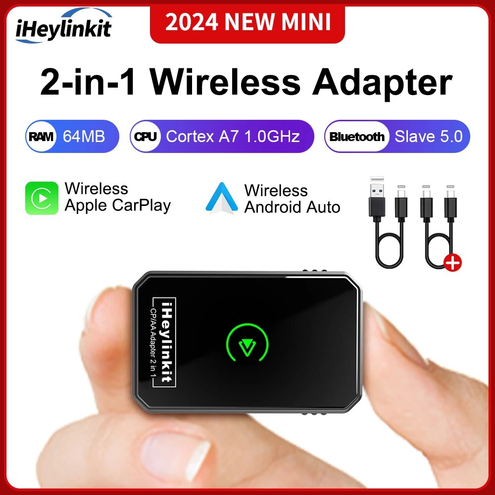 IHeylinkit 2024 Мини-беспроводной адаптер CarPlay Android Auto Smart AI Box Dongle Plug & Play Bluetooth автоматическое подключение Auto