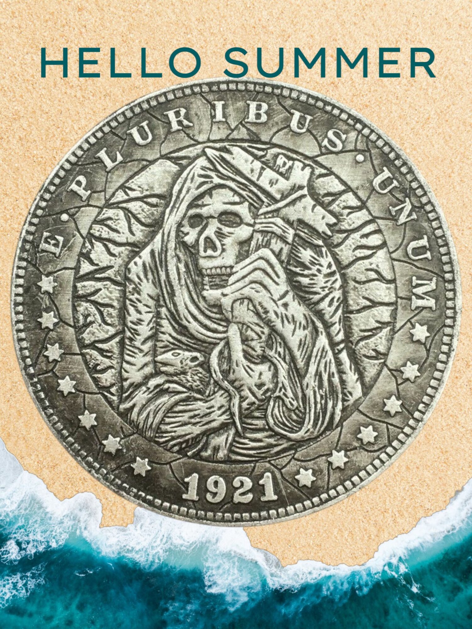 Монета Ангел Смерти с крестом 5138