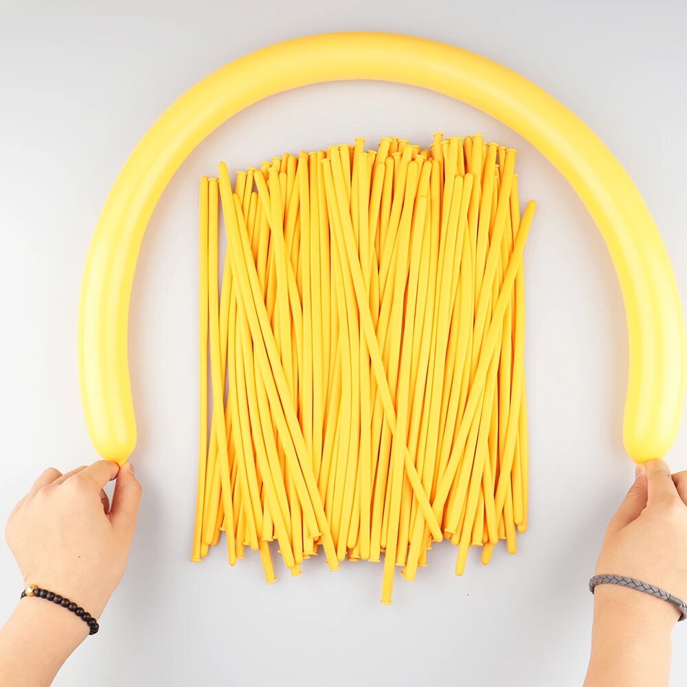 Латексные полоски-шары, 100 шт, разноцветные, для декора Желтый, Lemon Yellow, 100pcs