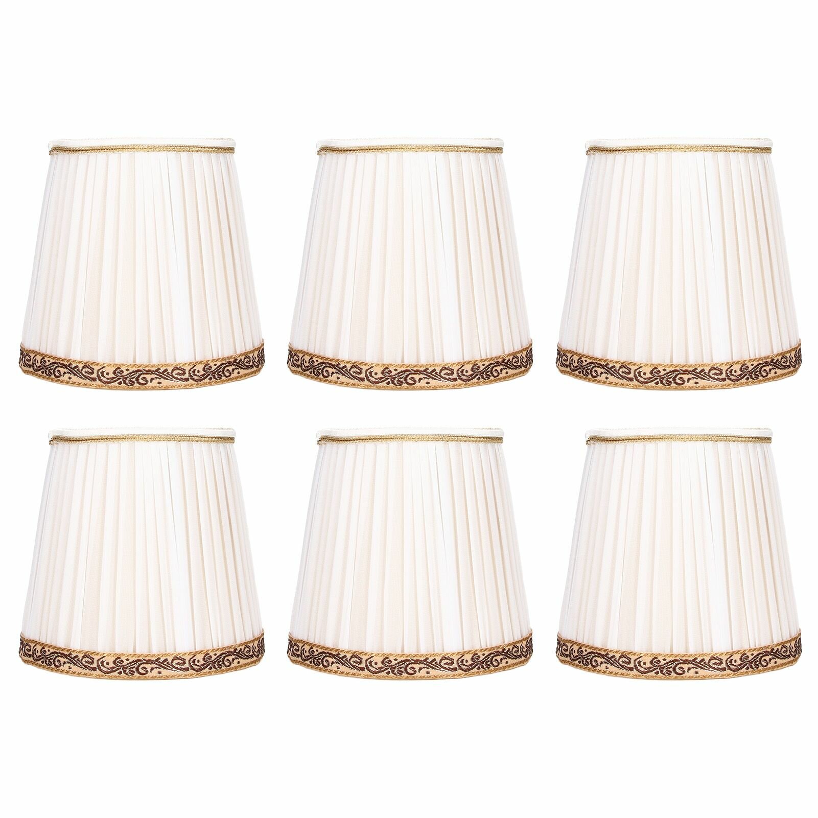 6 шт, тканевый сетчатый абажур, клипса на абажур, бежевый, с золотым краем, стиль для люстры E14, потолочный светильник