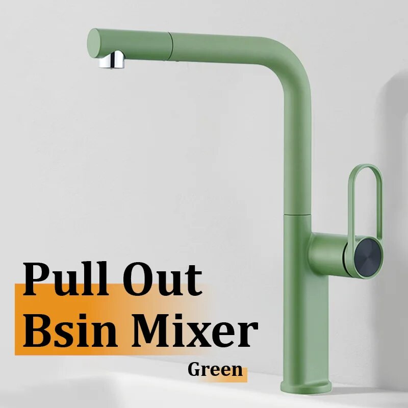 Горизонтальный смеситель для раковины, латунный, хромированный, 8 цветов Green