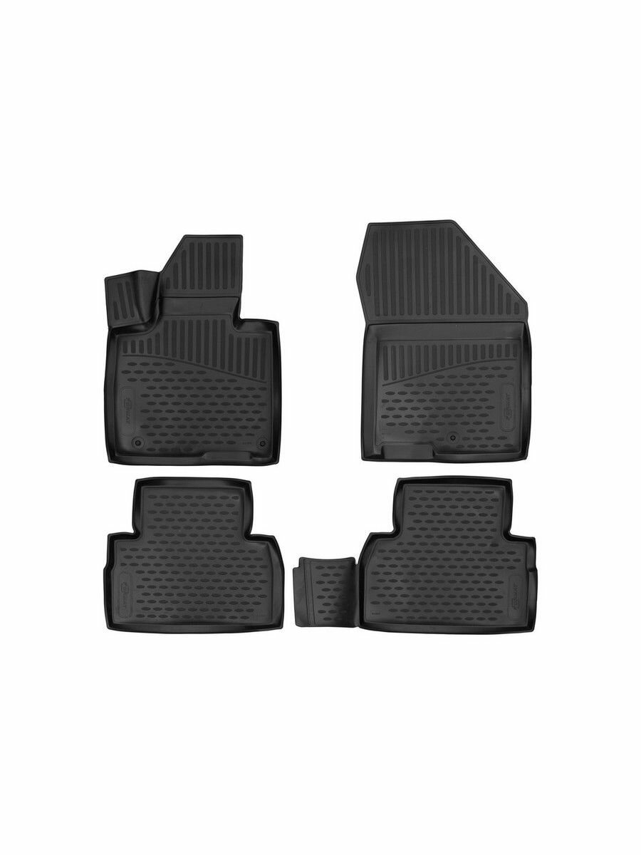 Коврики 3D в салон для HYUNDAI Santa Fe, 2017-, внед, 4 шт. (ПУ, повышенная износостойкость) / Хендай Санта Фе