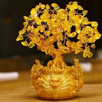 Natural Lucky Tree Fake Plant, Денежное дерево по фен-шуй, для дома и офиса, для спальни 18 см