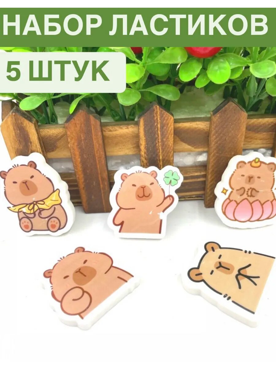 Ластик милый школьный стерка капибара набор