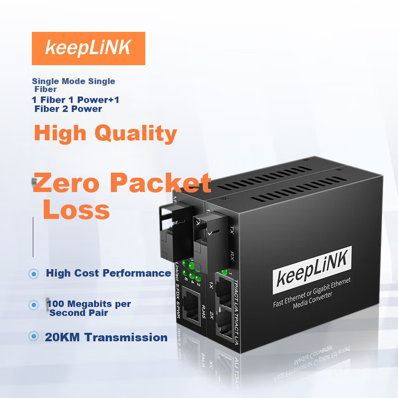 KeepLINK 100M Single Mode Single Fiber Optic Transceiver 1 Fiber 1 RJ45 1 Fiber 2 RJ45 Pair Fiber Optic Converter