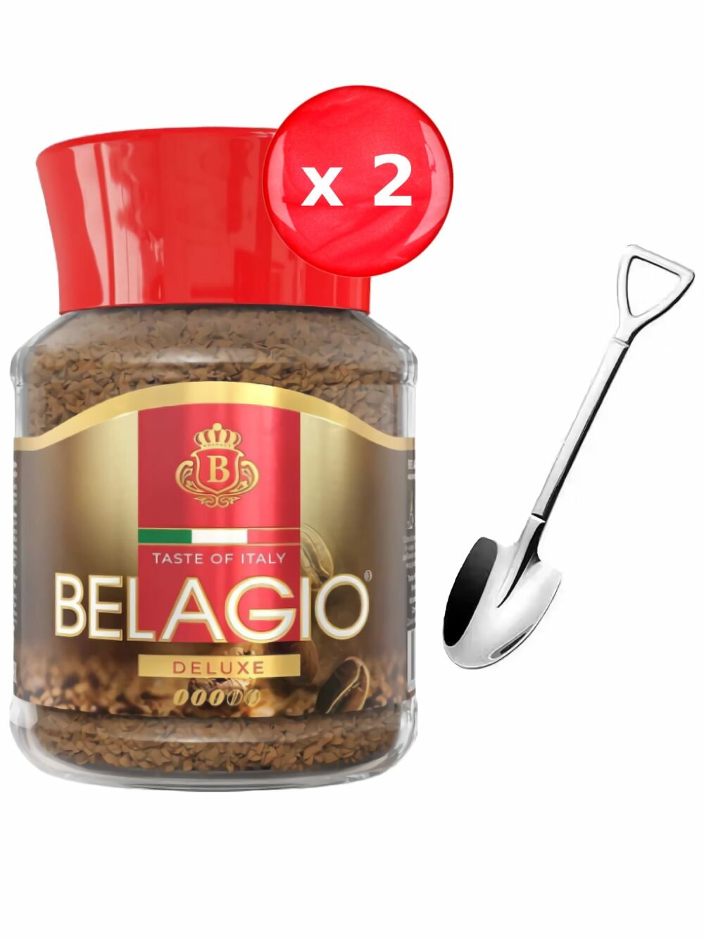Кофе Belagio Deluxe растворимый сублимированный, 95 г х 2 шт + ложка