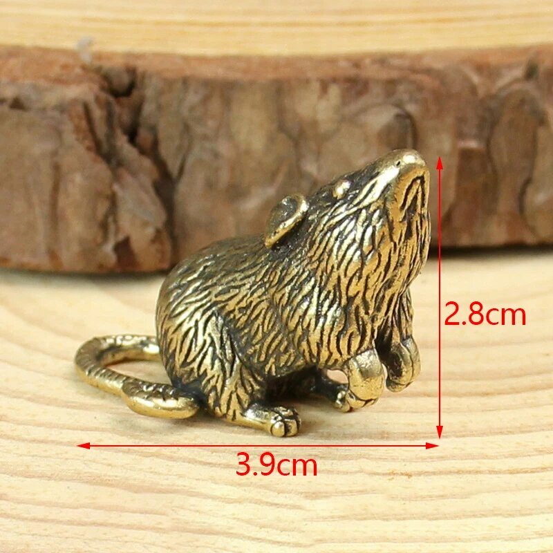 Латунная статуэтка крысы, 3.9x2.8 см, Цвет: A11
