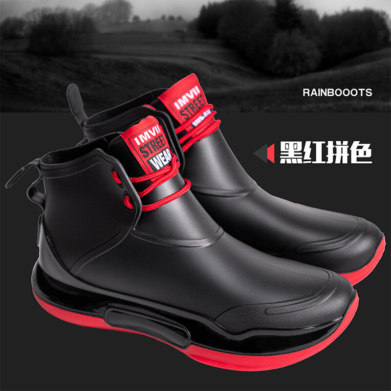 Полусапожки, новый стиль, короткие резиновые сапоги-трубы, женские, модные, водонепроницаемые и нескользящие, для пары, резиновые сапоги для отдыха на природе, женские